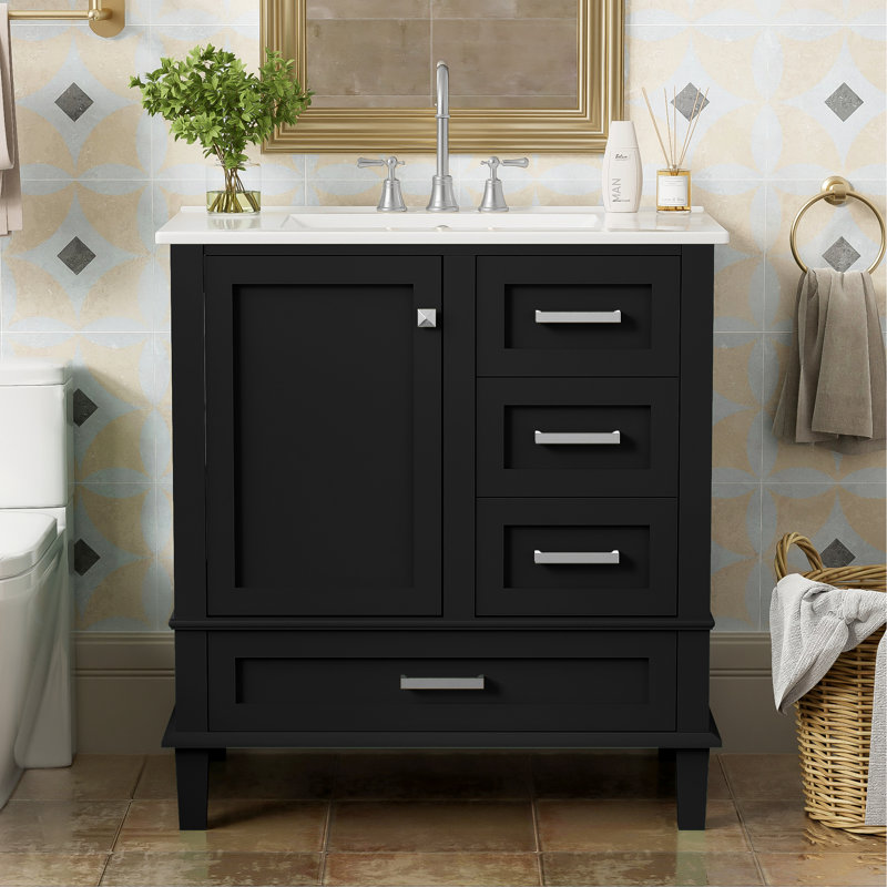 Canora Grey Bathroom Vanity Bathroom Cabinet With Sink Bathroom Storage Cabinet With A Soft Closing Door And 3 Drawers Wayfair